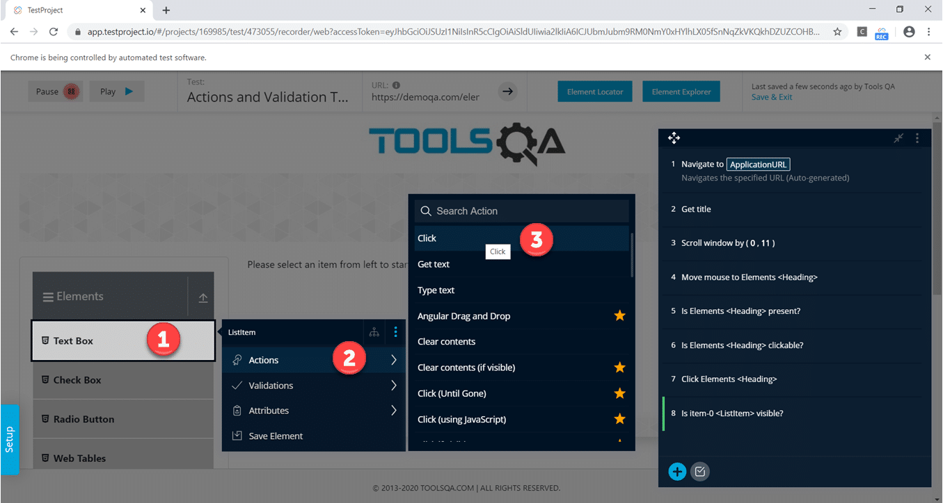 What Are Actions And Validations In Testproject And How To Use These